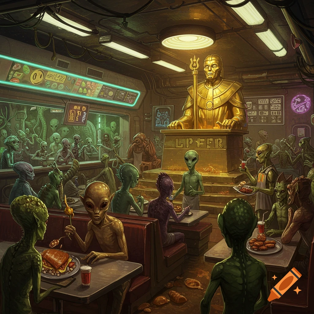 Humorous Image of an Alien Serving Food at a Mcdonald's Drive Thru ...