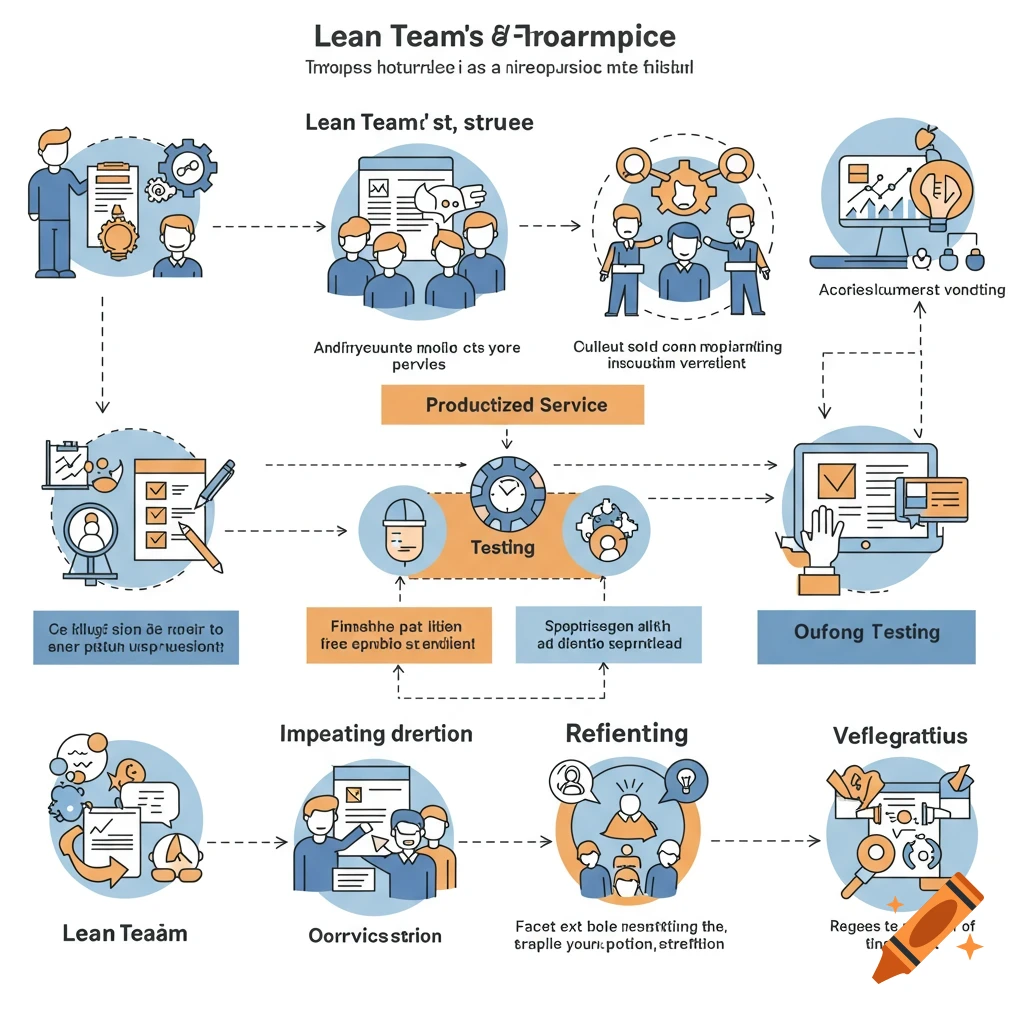 Infographic of lean team work as a productized service on Craiyon