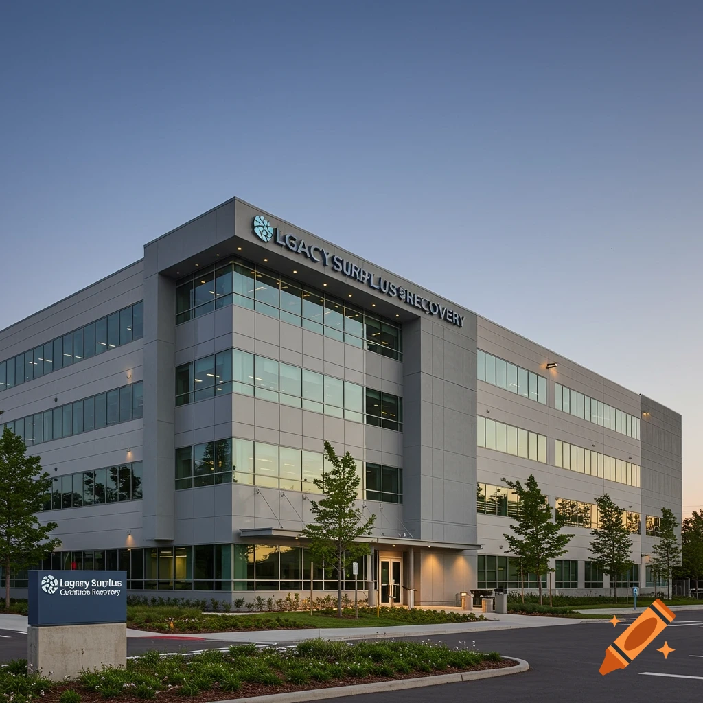 "Legacy Surplus Recovery" corporate building on Craiyon