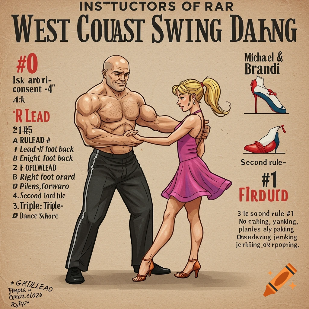 West Coast Swing Dancing poster featuring instructors Michael and ...