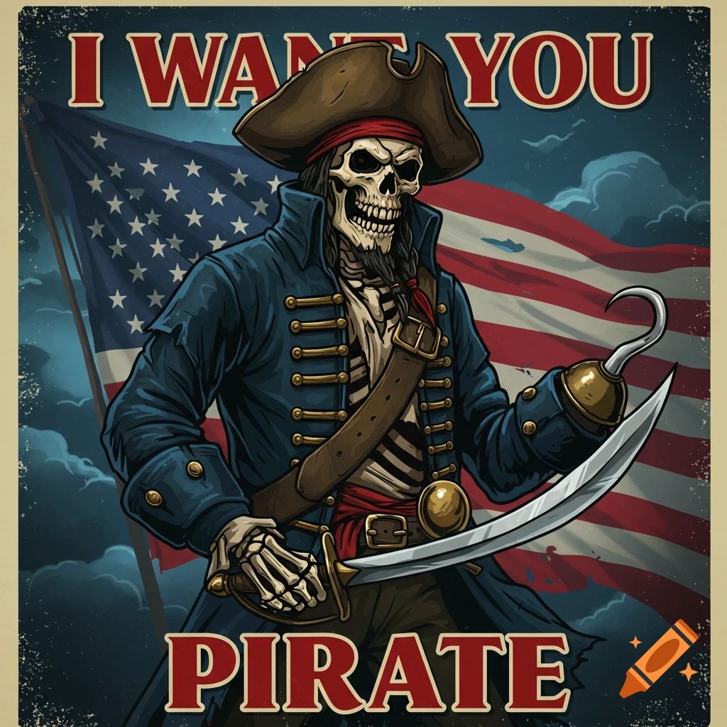 I Want You style poster featuring a skeleton pirate with a hook and ...