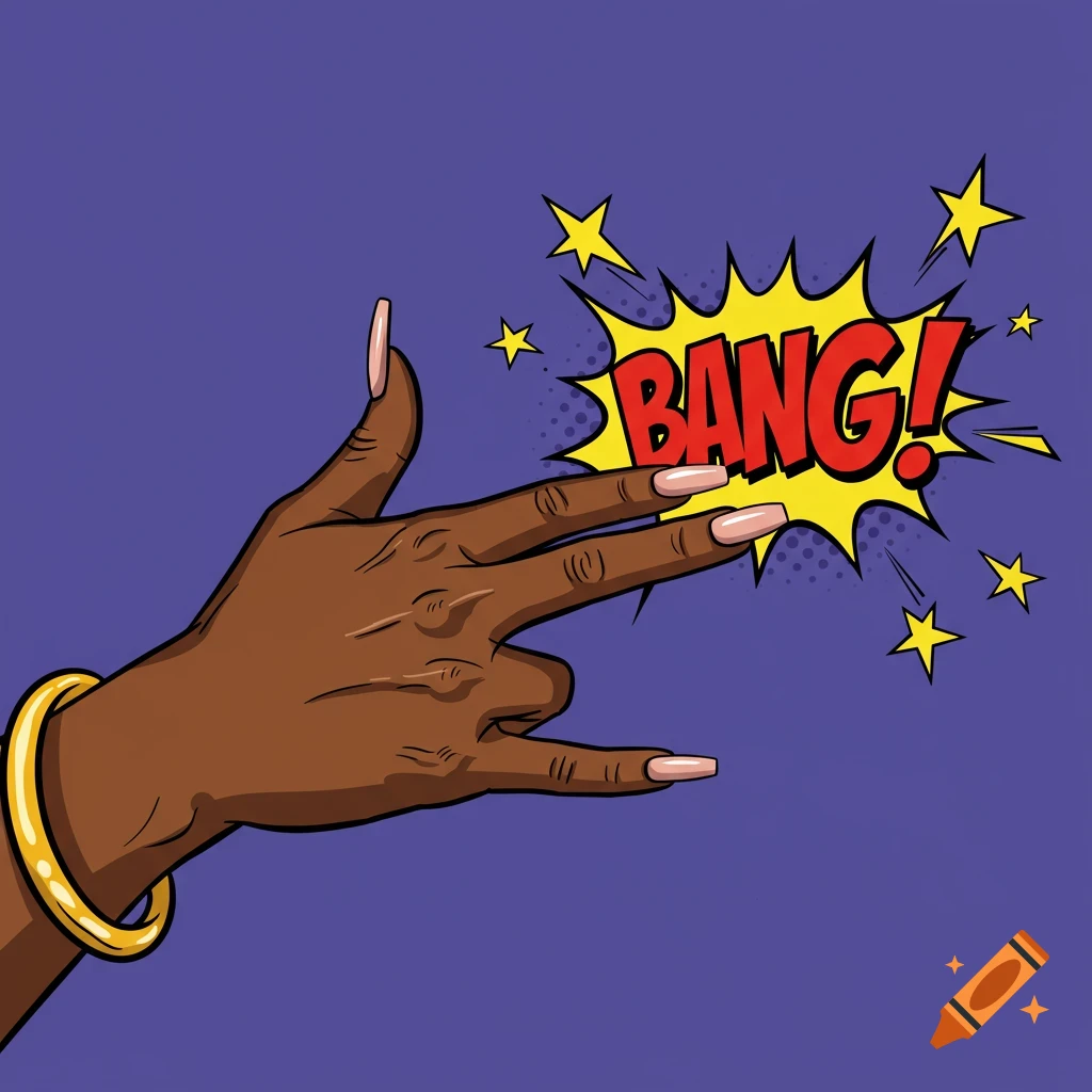 Comic book style illustration of a Black woman's hand making a finger ...