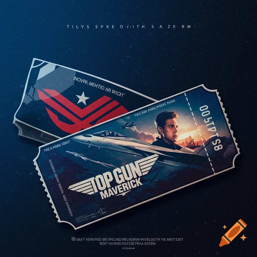 Movie tickets for Top Gun Maverick featuring a character portrait and ...