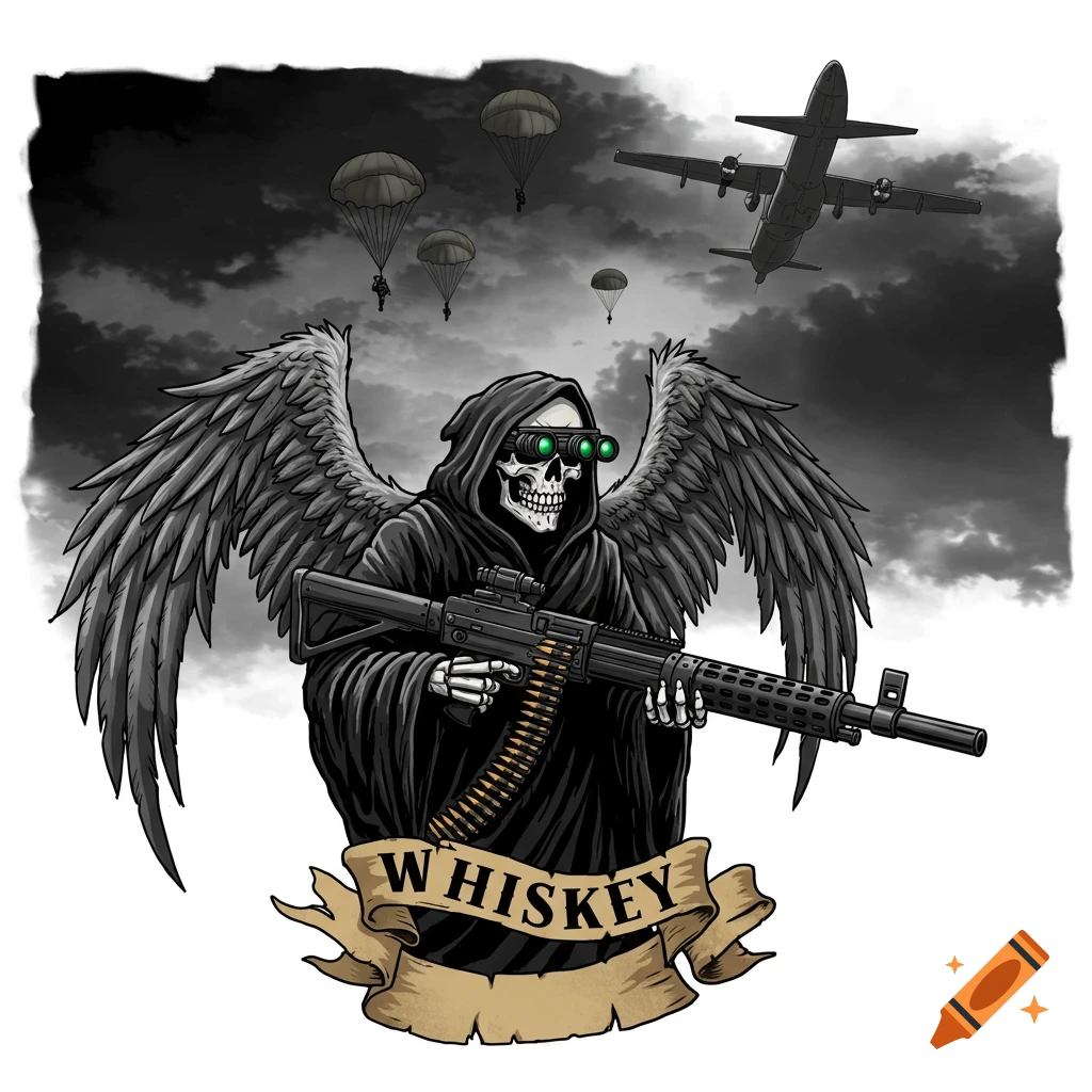 Grim reaper flag design with machine gun, night vision goggles, and ...
