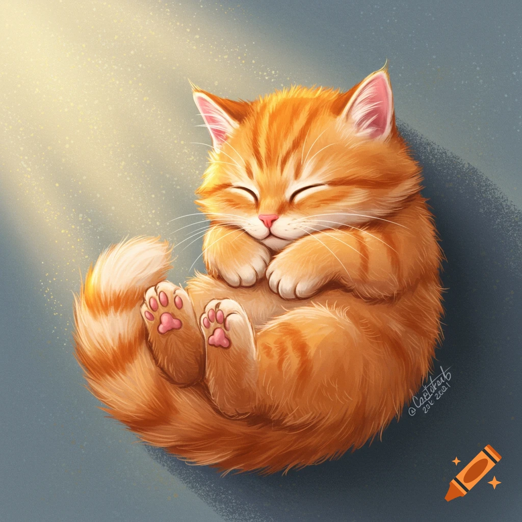 Cartoon illustration of a fat orange tabby cat jumping over two ...