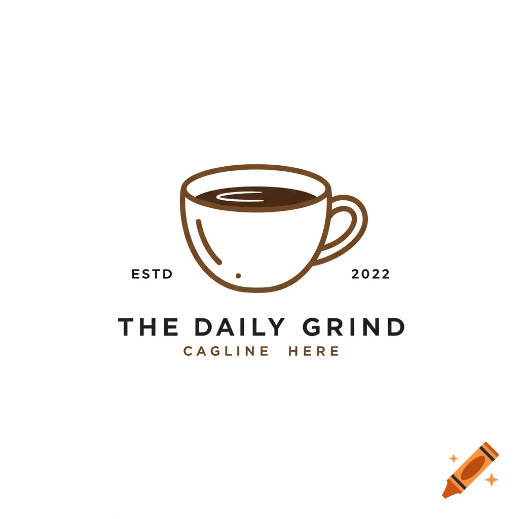 Cafe logo with coffee cup icon and text 'The Daily Grind'. on Craiyon