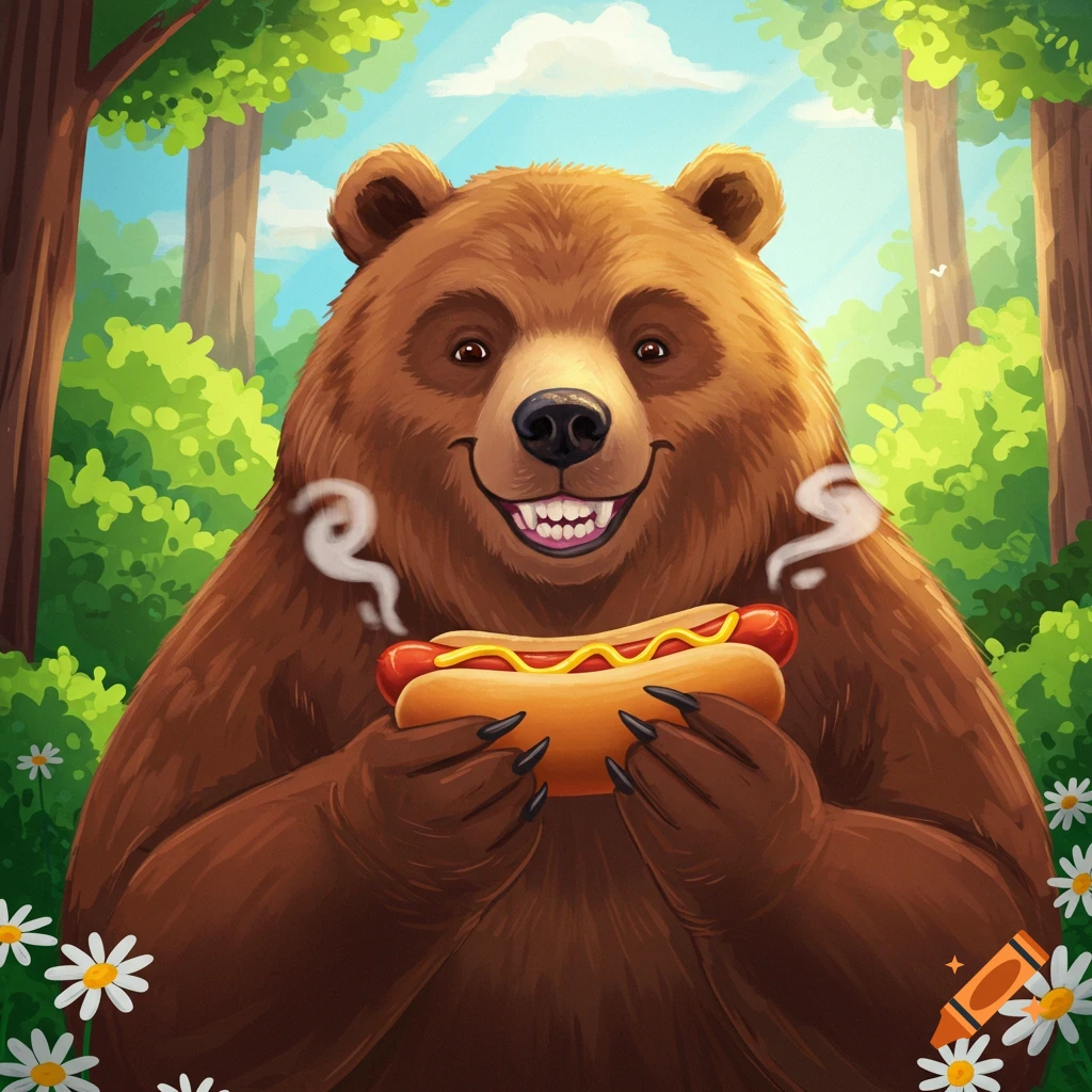 Bear eating a cheeseburger on Craiyon