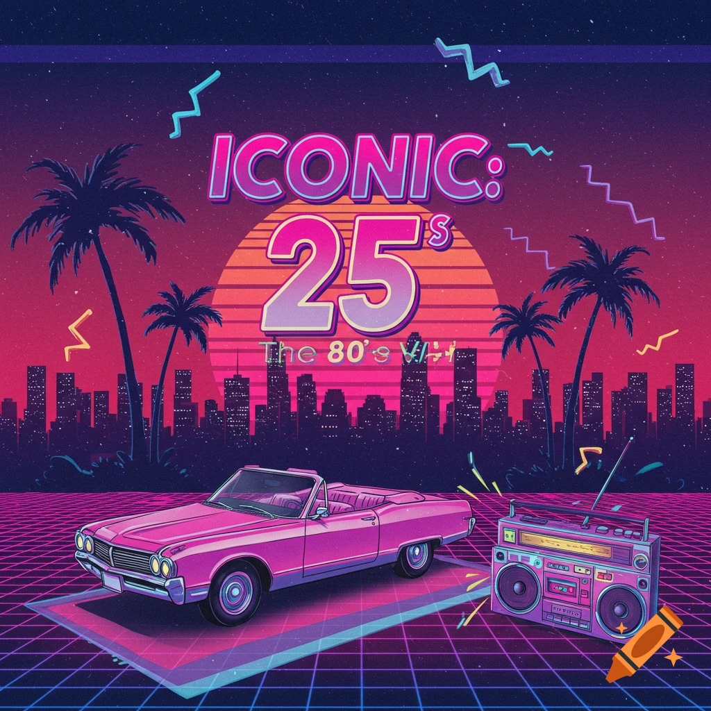 Instagram post inspired by 80s pop culture on Craiyon