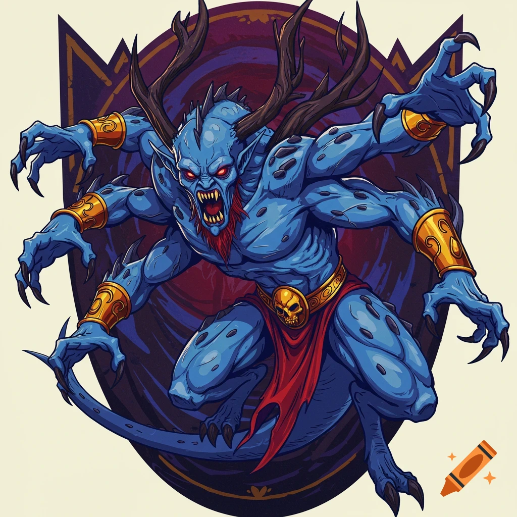 Greek mythology monster in blue tones, style unclear, could be a ...