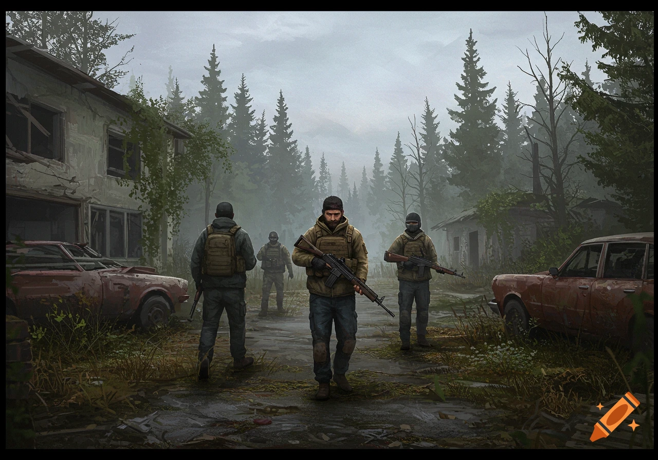 DayZ Bohemia Interactive squad POV at camp on Craiyon