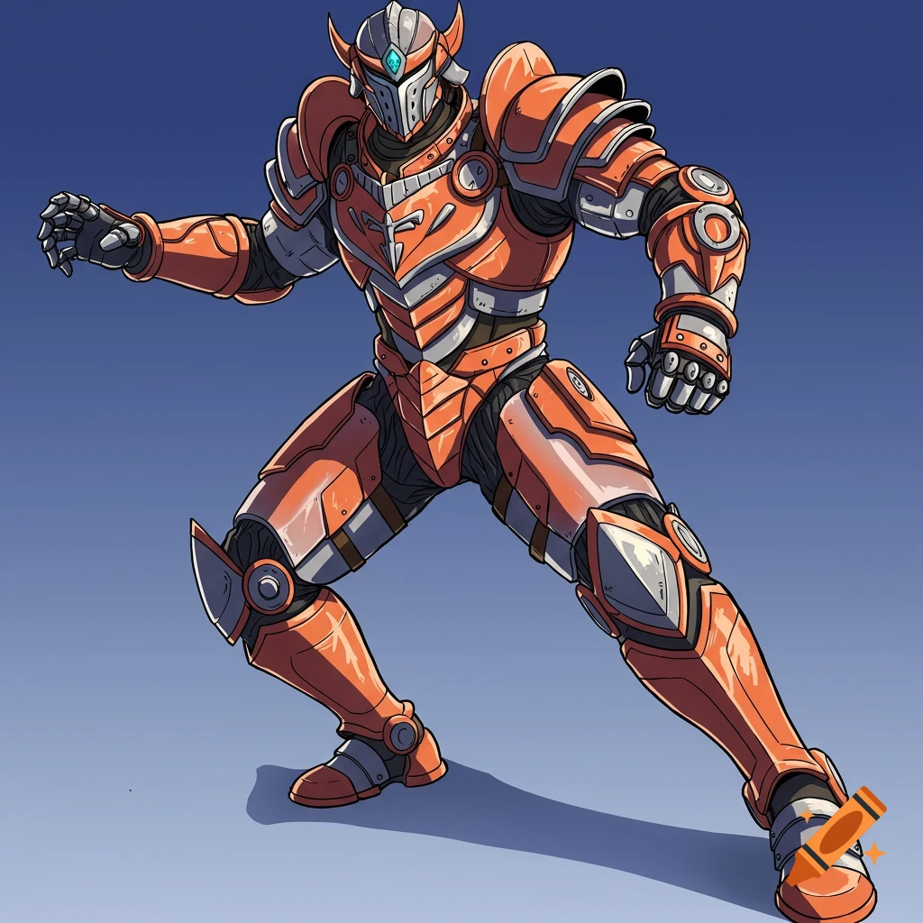 Anime-style full body armor with layered sections. on Craiyon