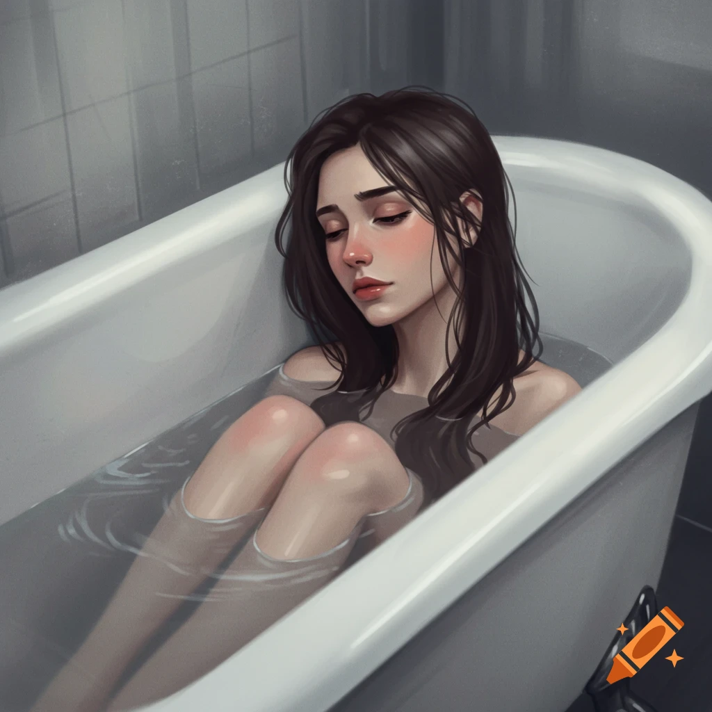 Woman in an empty bathtub on Craiyon