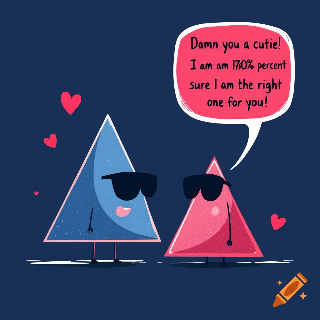 Cartoon illustration of two triangles wearing sunglasses, with hearts ...