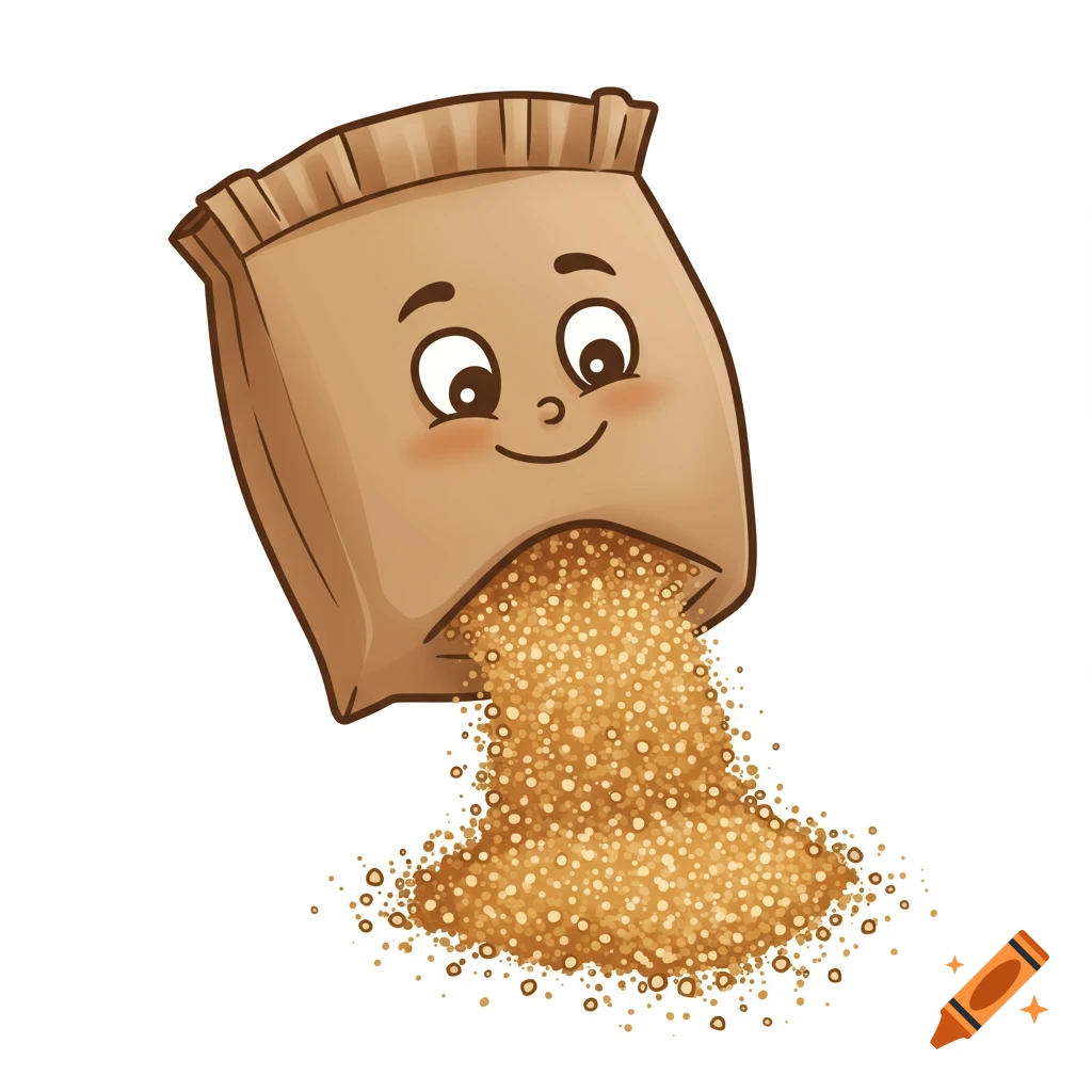 A pile of brown sugar with more sugar pouring from above on Craiyon