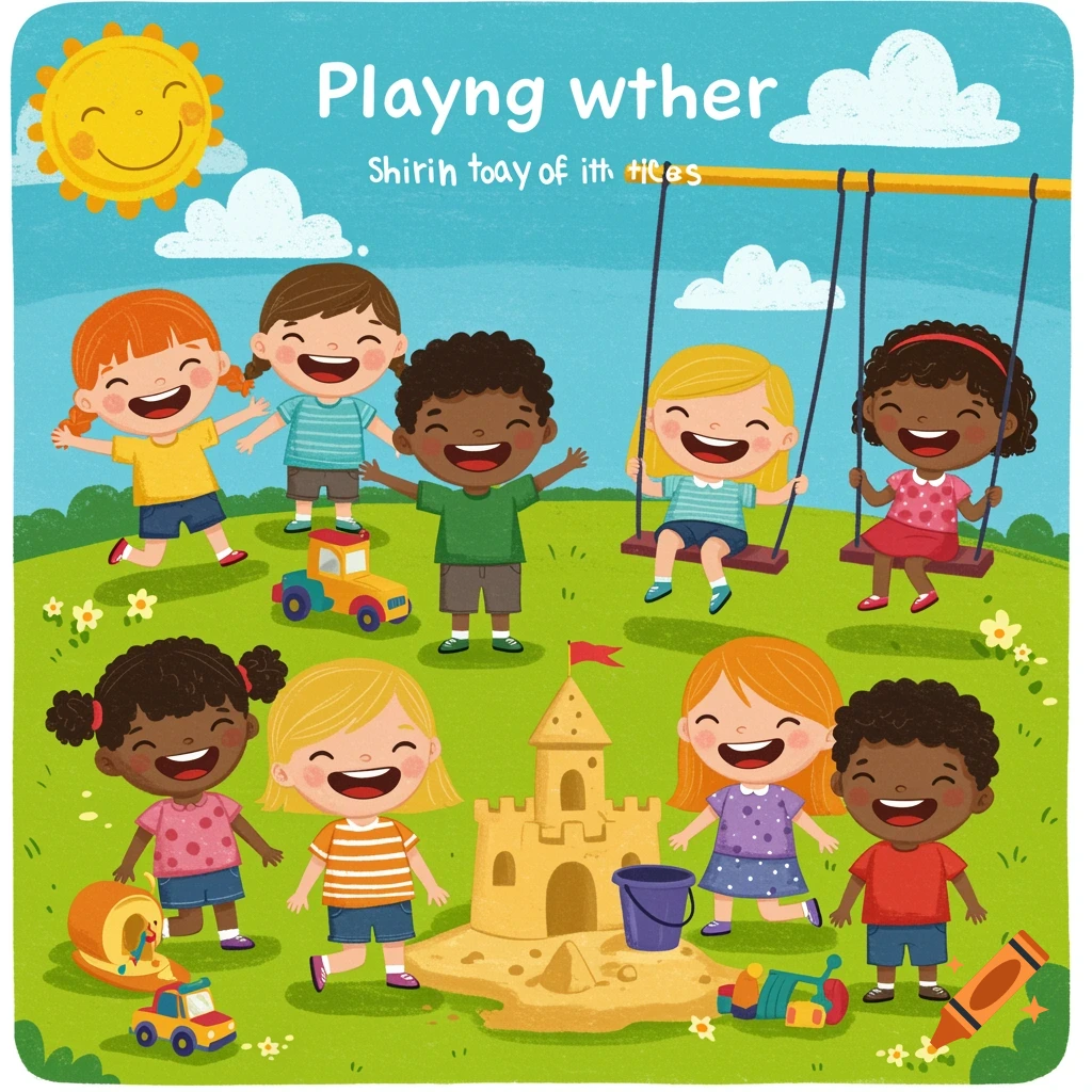 Social story about playing with others on Craiyon