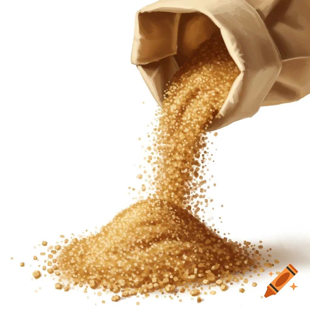 A pile of brown sugar with more sugar pouring from above on Craiyon