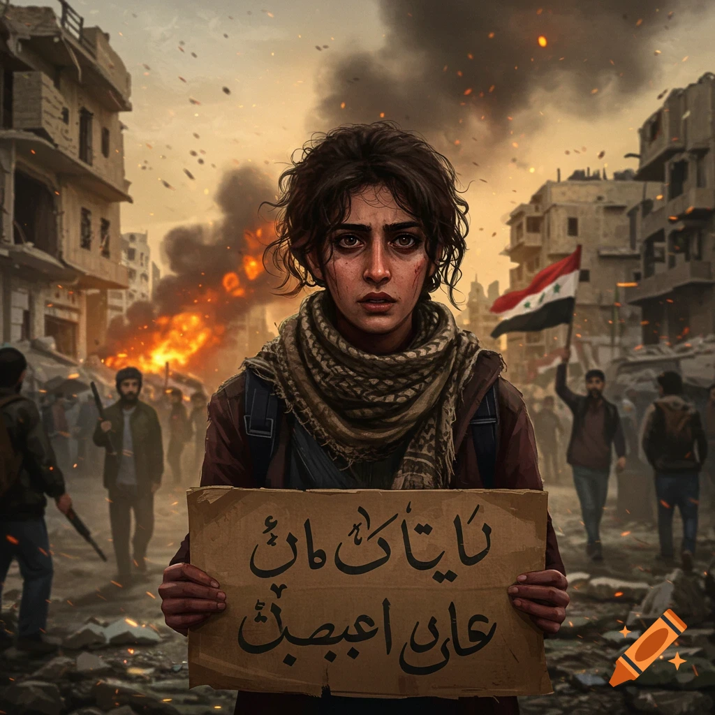 Woman participating in the Syrian Revolution on Craiyon