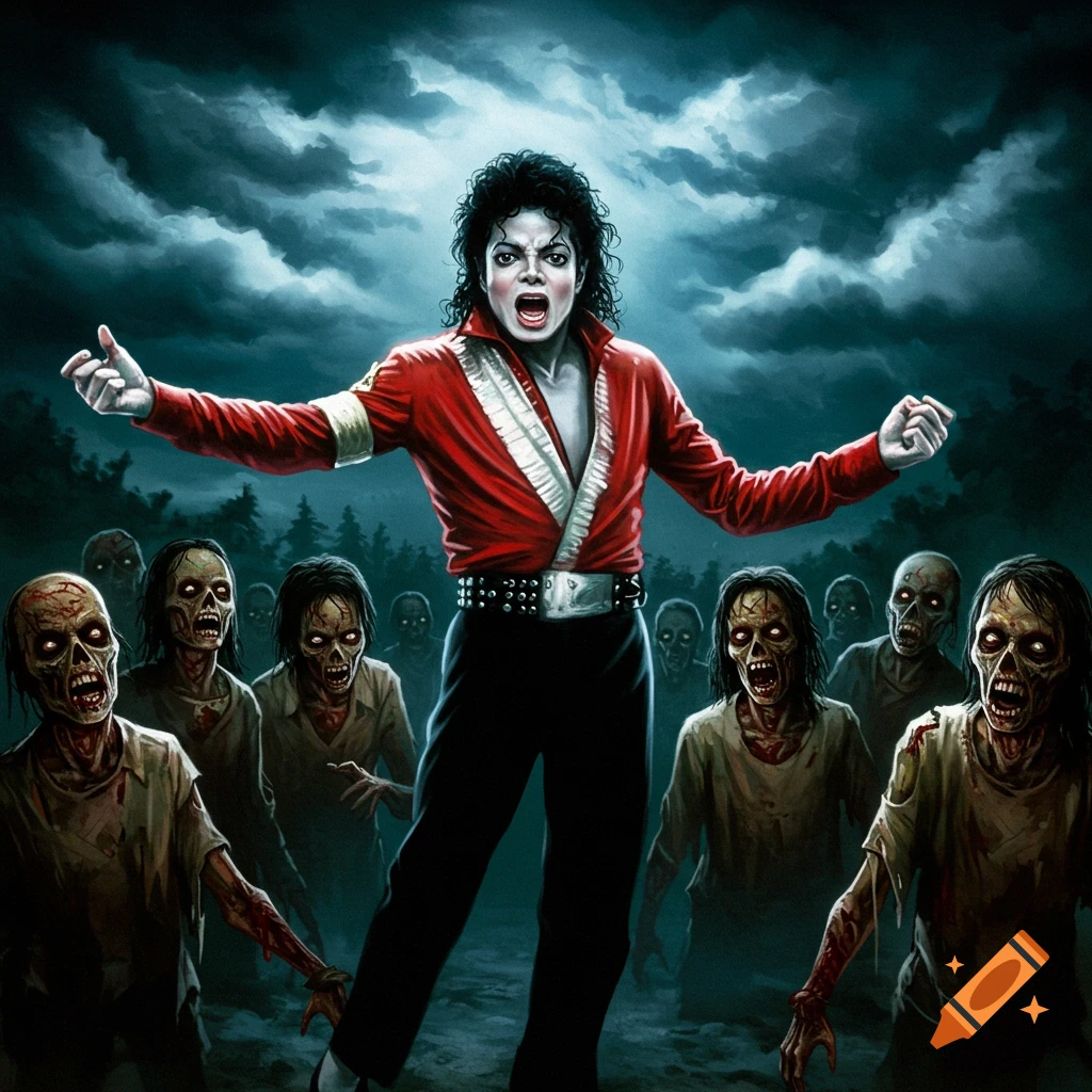 Illustration of Michael Jackson in a red jacket and sequined glove on ...