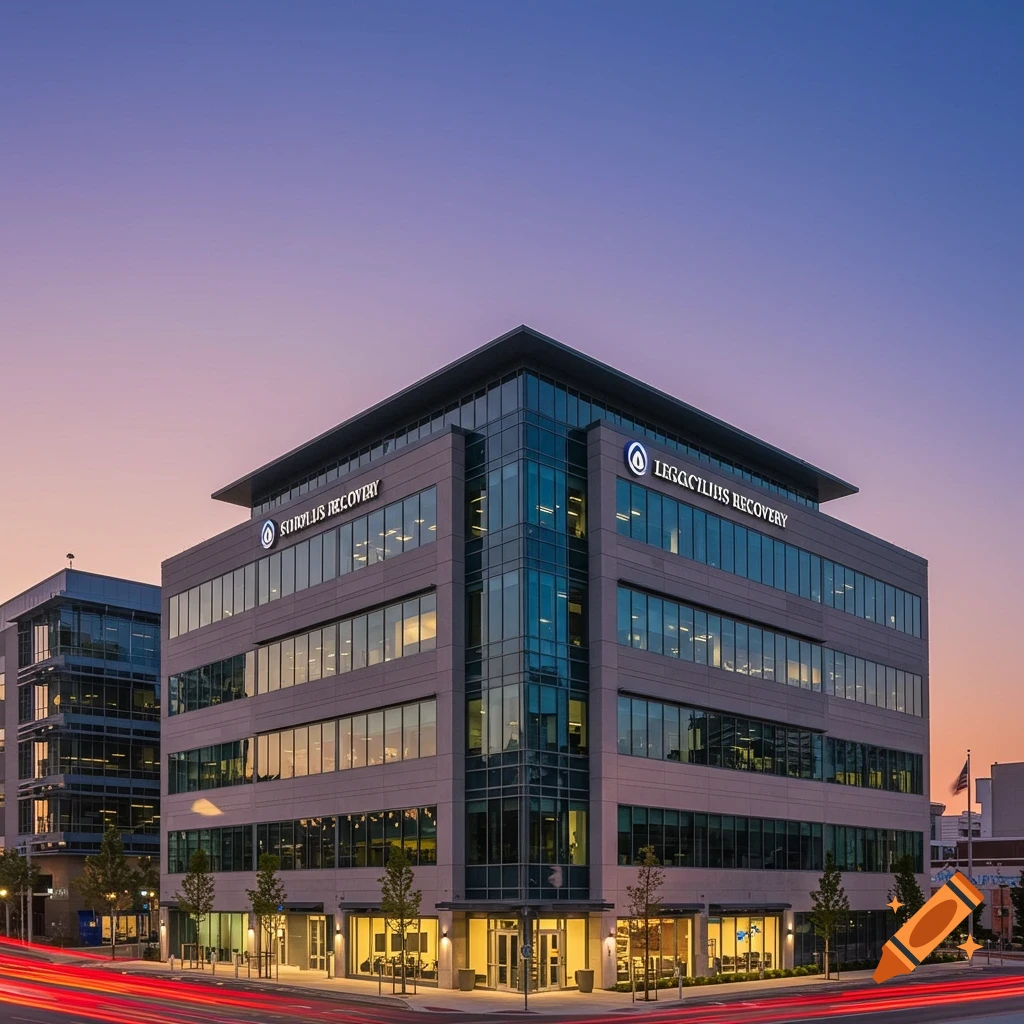 "Legacy Surplus Recovery" corporate building on Craiyon