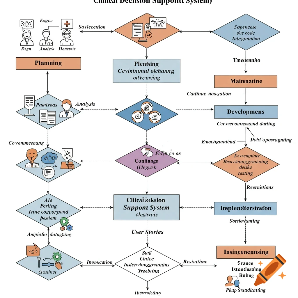 SDLC XP diagram for clinical decision support system on Craiyon