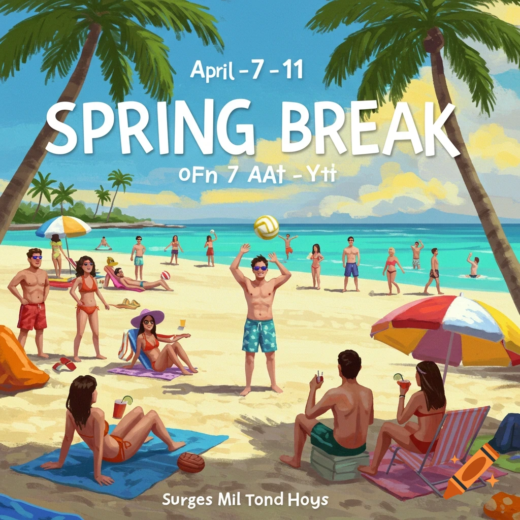 Spring break message to parents for 2nd grade, April 7th-11th on Craiyon
