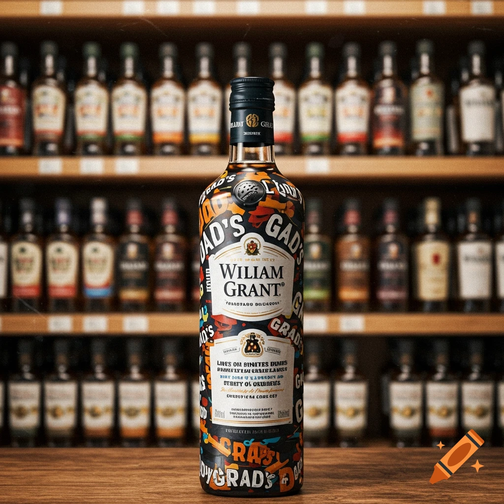 William Grant bottle wrapping display with dad's and grad's theme on ...