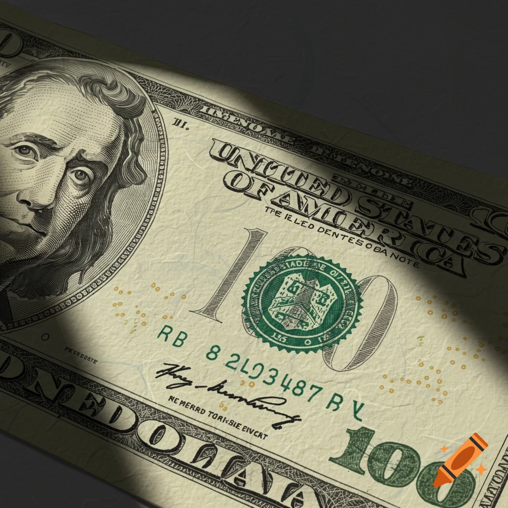 Ultra-detailed miniature dollar bill held in hand in macro photography ...