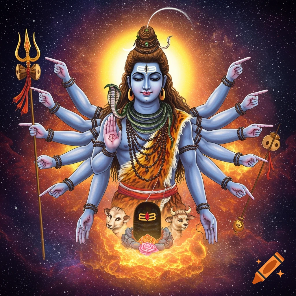 Hindu god with many hands pointing on Craiyon