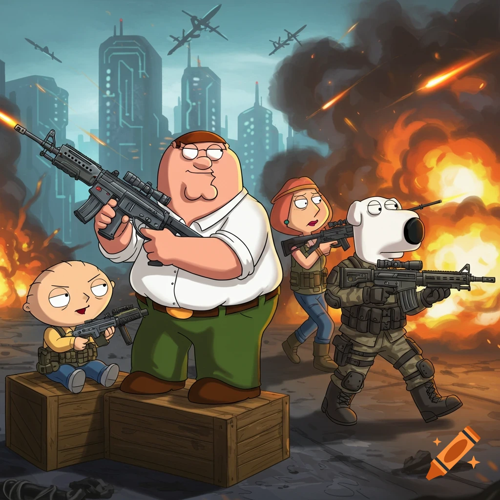 Family Guy playing Call of Duty on Craiyon