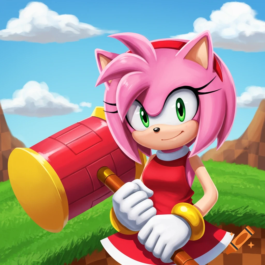 Mighty the Armadillo from Sonic the Hedgehog holds a large hammer in a ...