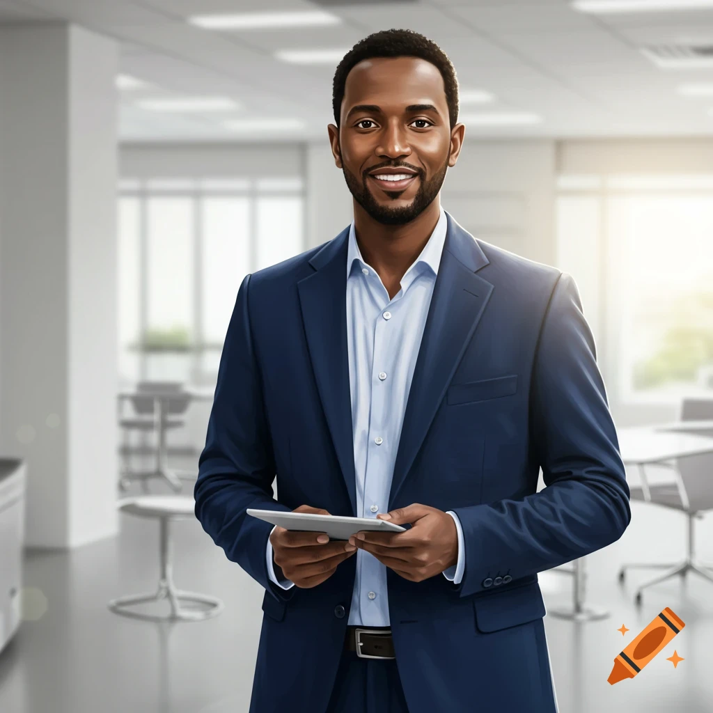 Resume on executive desk with business leader and team in background on ...