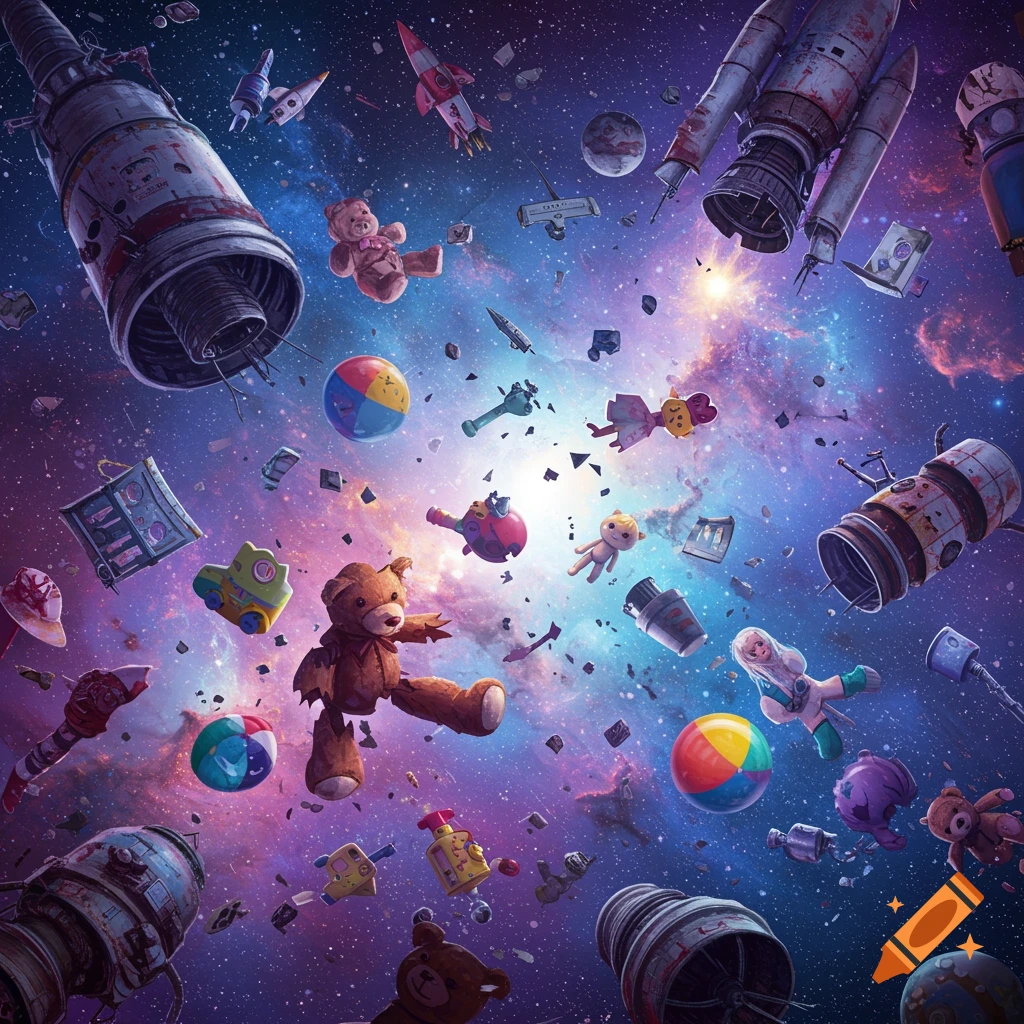 Chibi astronaut floating in outer space photograph on Craiyon