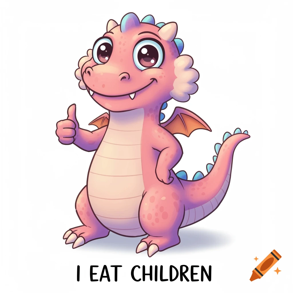 Cute dragon giving thumbs up with text 'i eat children' in autism ...
