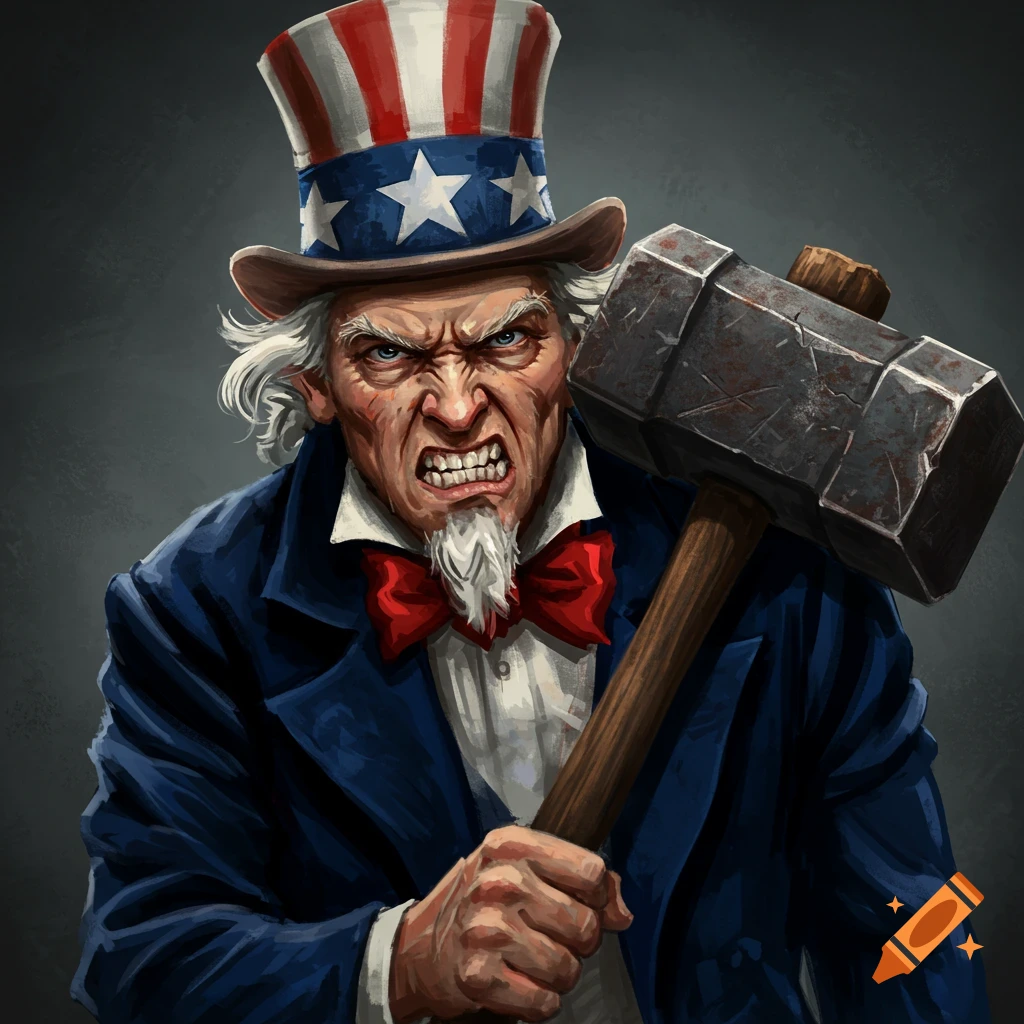 Uncle Sam drinking with soldiers on Craiyon