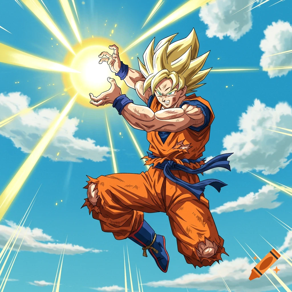 Natsu from Fairy Tail fighting Goku from Dragon Ball Z on Craiyon