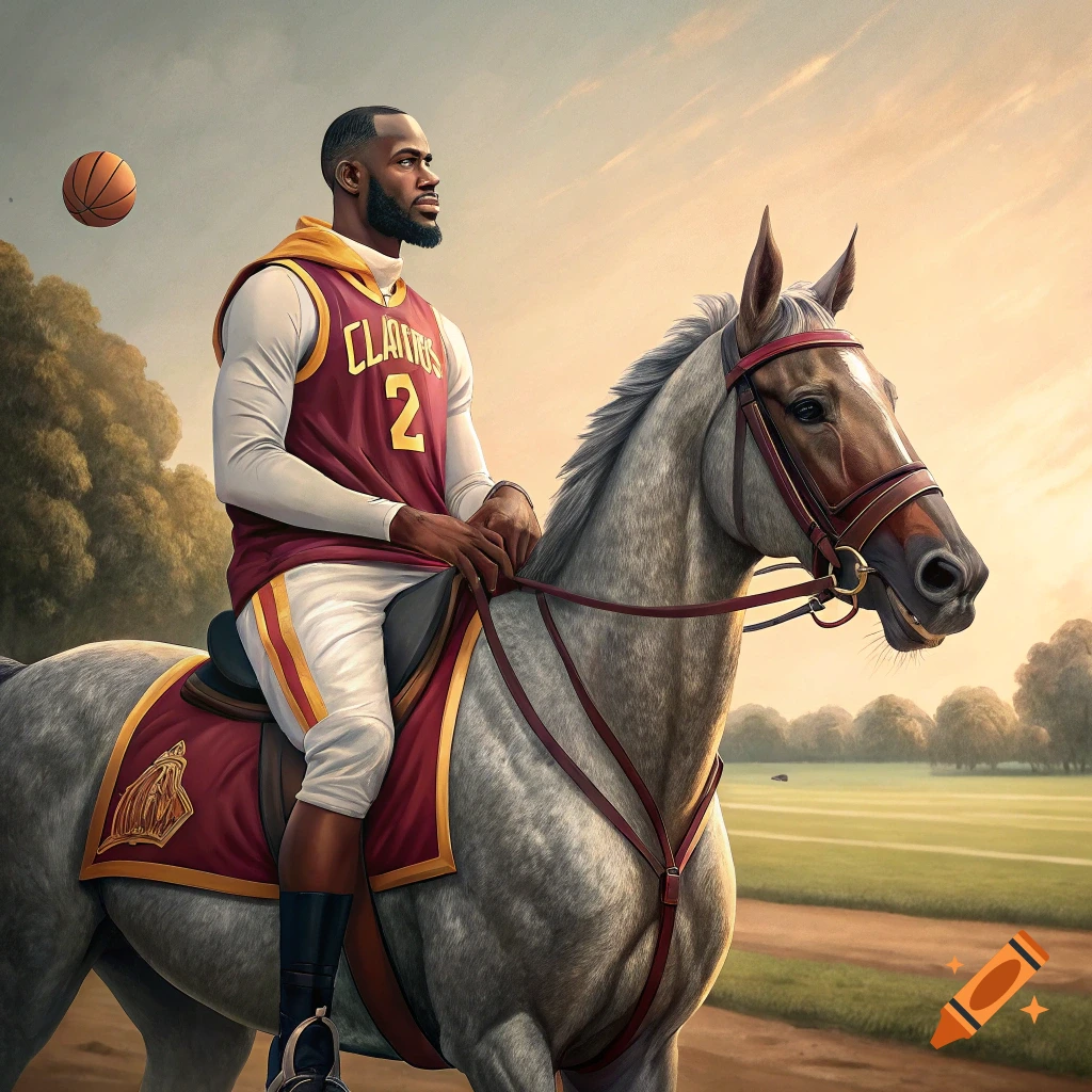 LeBron James looking angry while holding a pig eating a waffle on Craiyon