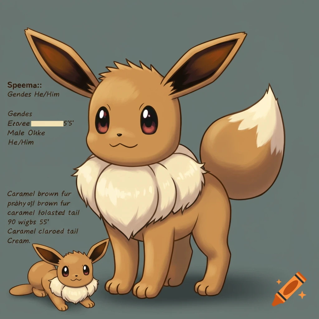 Eevee, a bipedal Pokémon with brown fur and cream accents on Craiyon