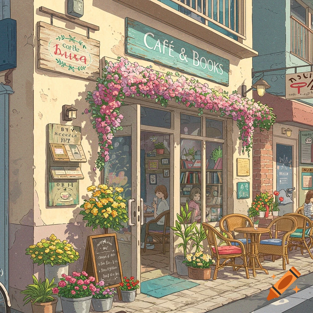 Floral cafe interior on Craiyon