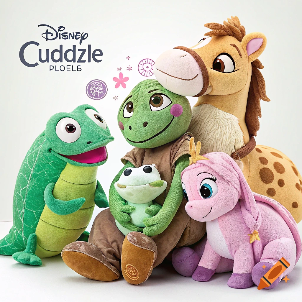 Tangled-themed Disney Cuddleez stuffed animals featuring Pascal and ...