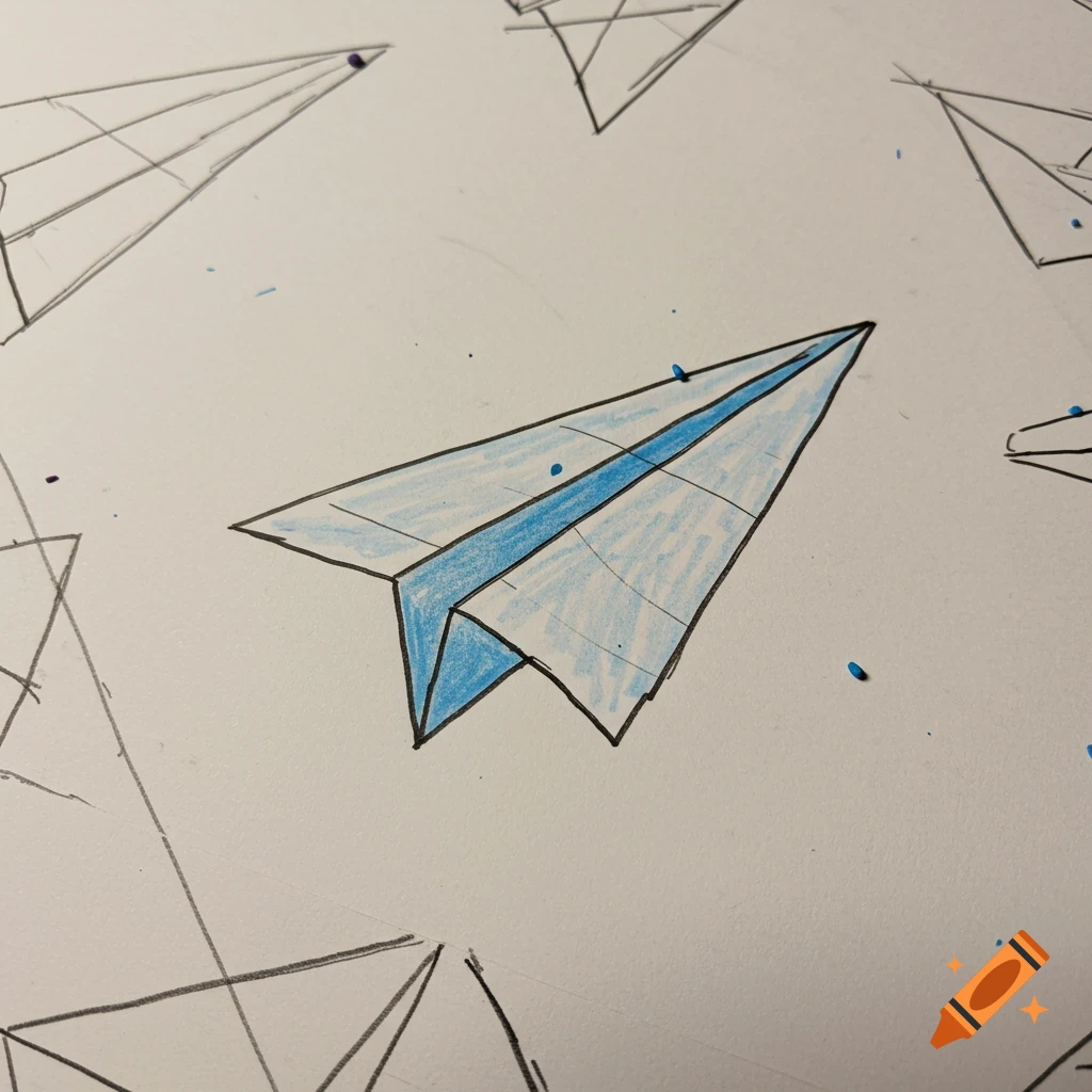 Poorly drawn paper airplane by a human on Craiyon