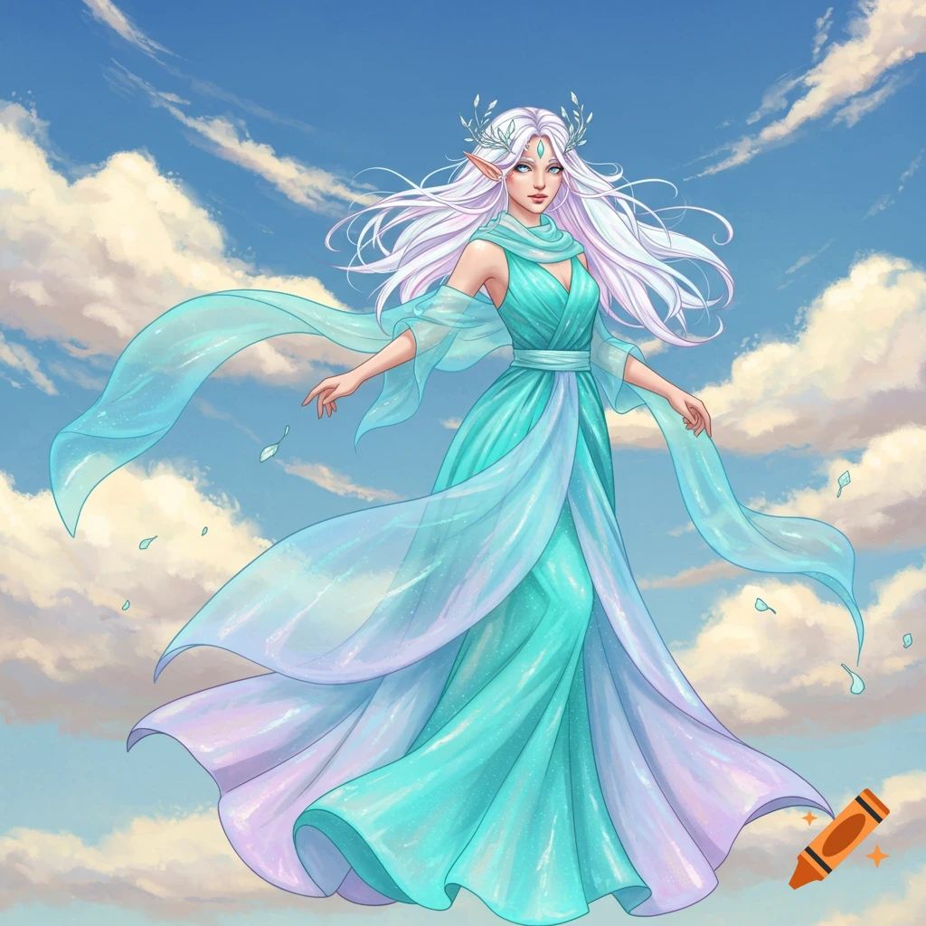 Wind element themed outfit on Craiyon