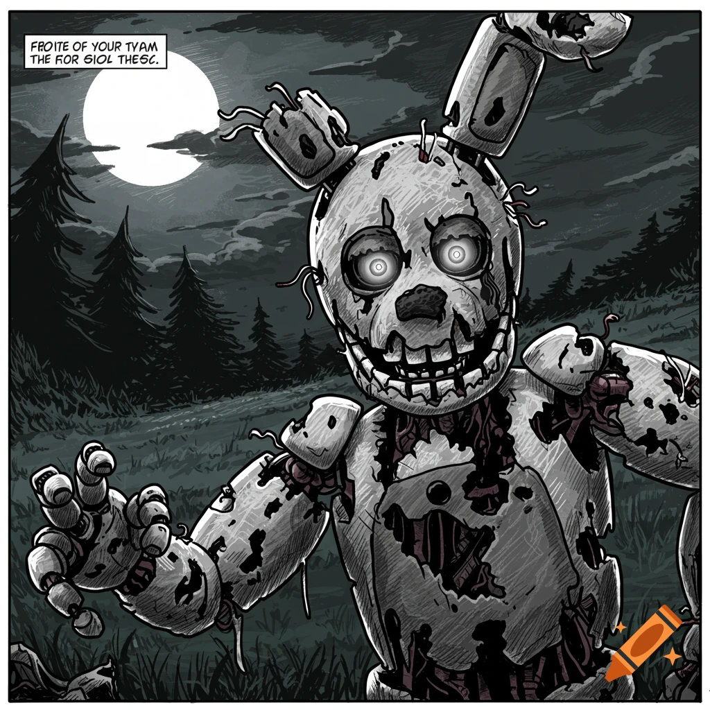 Springtrap in comic book art style on Craiyon