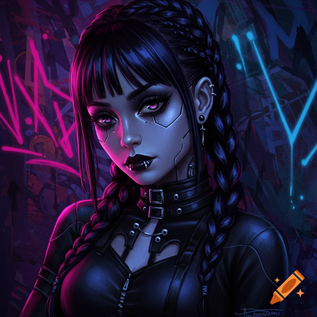 Vtuber model with opossum and goth theme on Craiyon