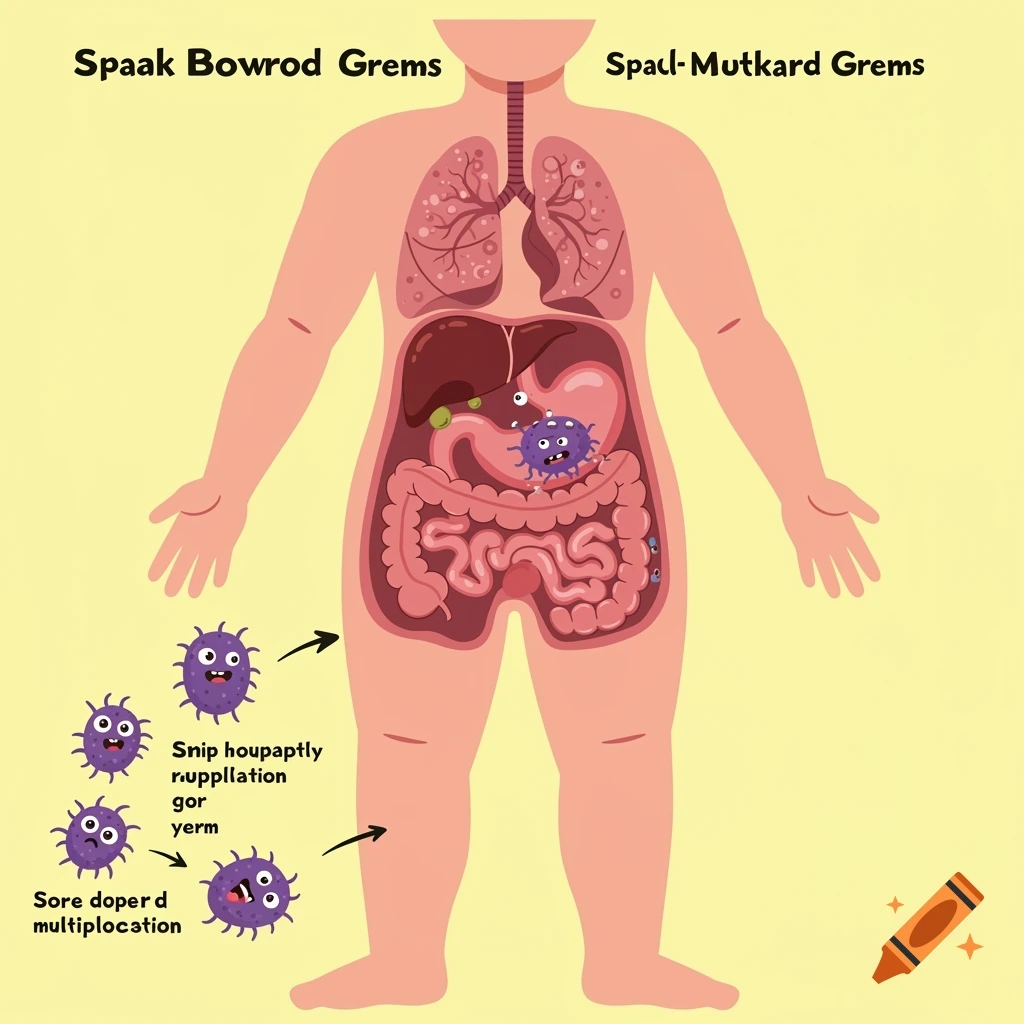 Illustration of germs multiplying, designed for first graders. on Craiyon