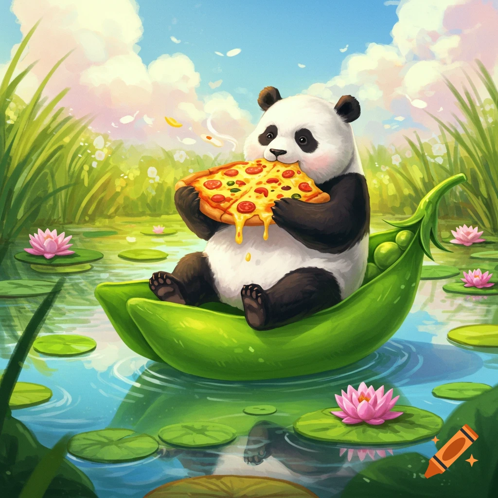 Cartoon of a cute yet angry conniving panda bear on Craiyon