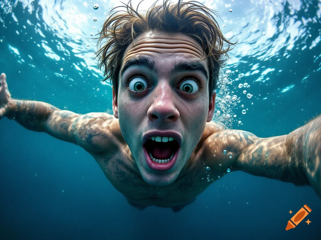 MatPat in the deep sea, fisheye lens on Craiyon