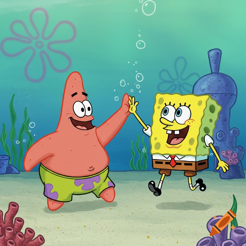 Patrick and SpongeBob on Craiyon