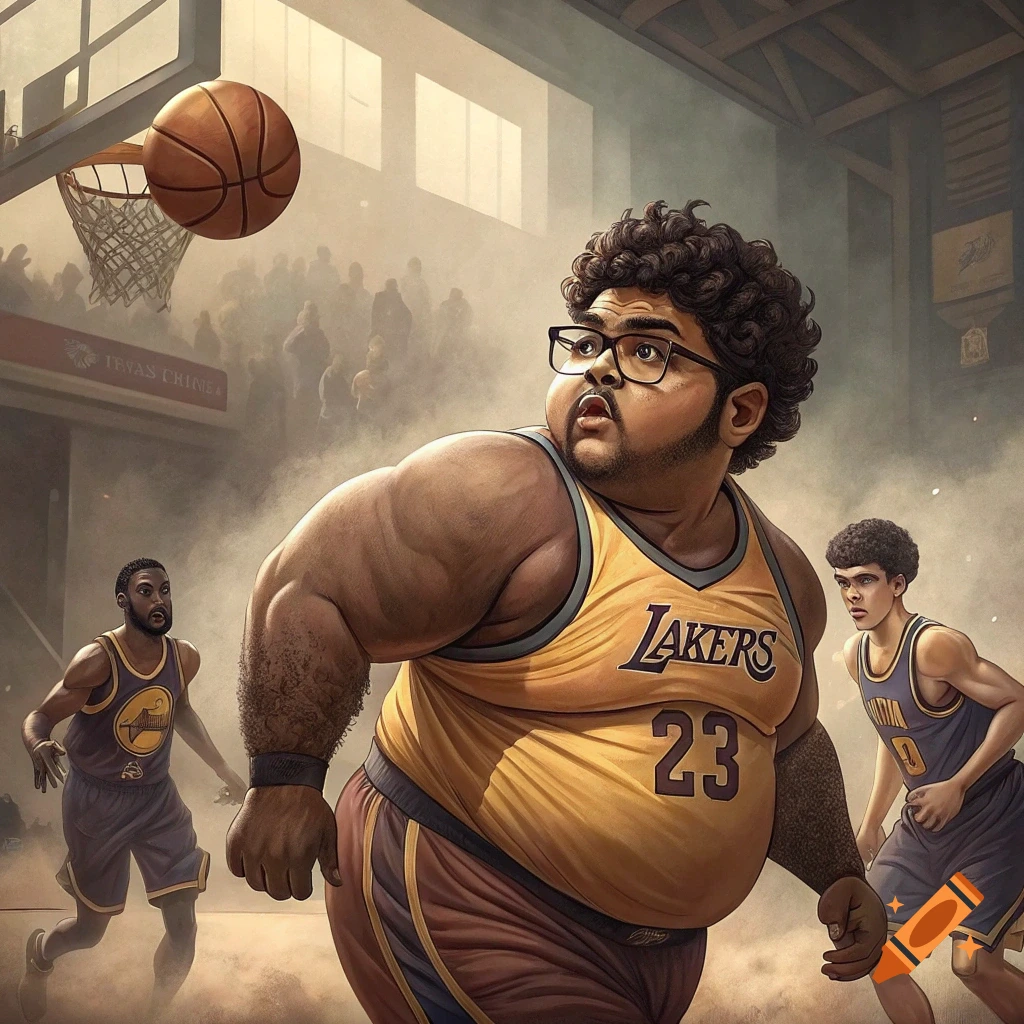 Indian boy Ronit dunking on LeBron James and other NBA players on Craiyon