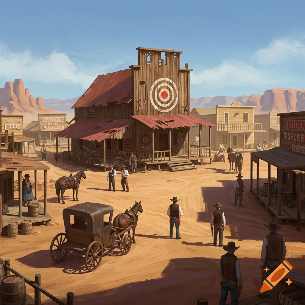 Rustic western-themed restaurant interior with saddle seats on Craiyon