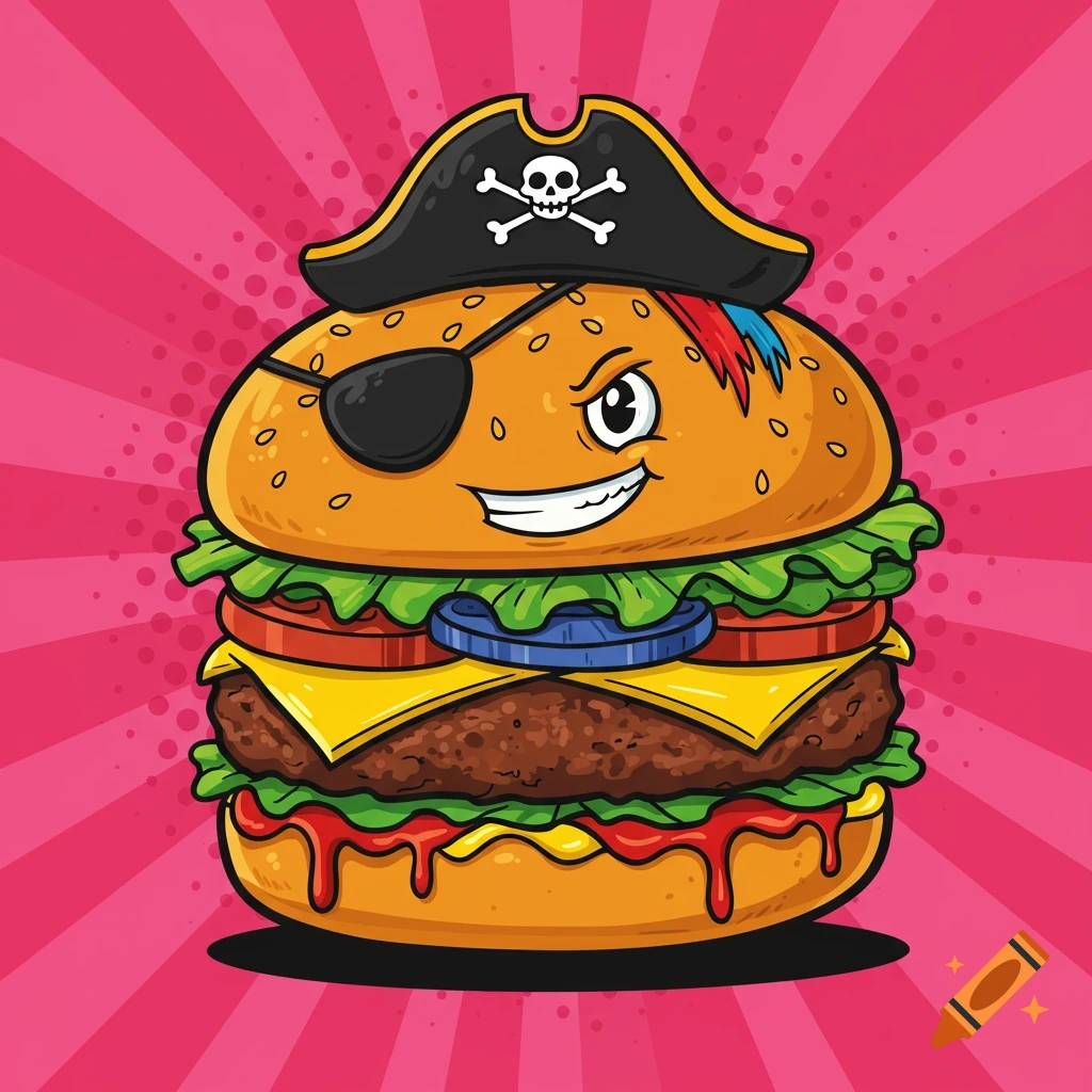 Burger Cartoon With Face